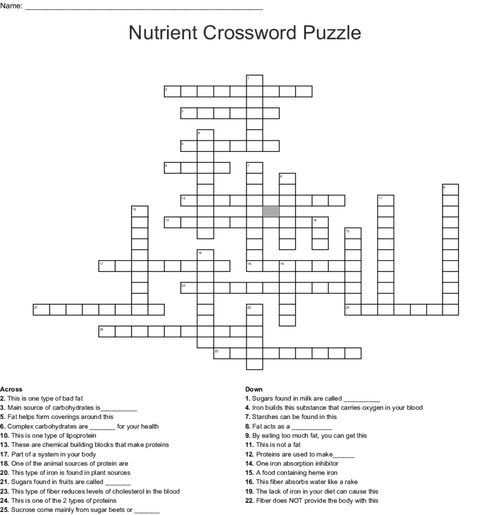 Nutrition Chapter 8 Crossword Wordmint Nutrition Printable Puzzle ...