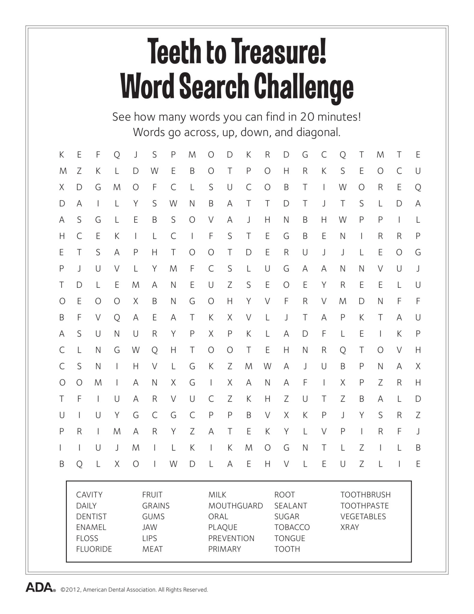 Printable Personal Hygiene Crossword Puzzle Printable Crossword Puzzles ...