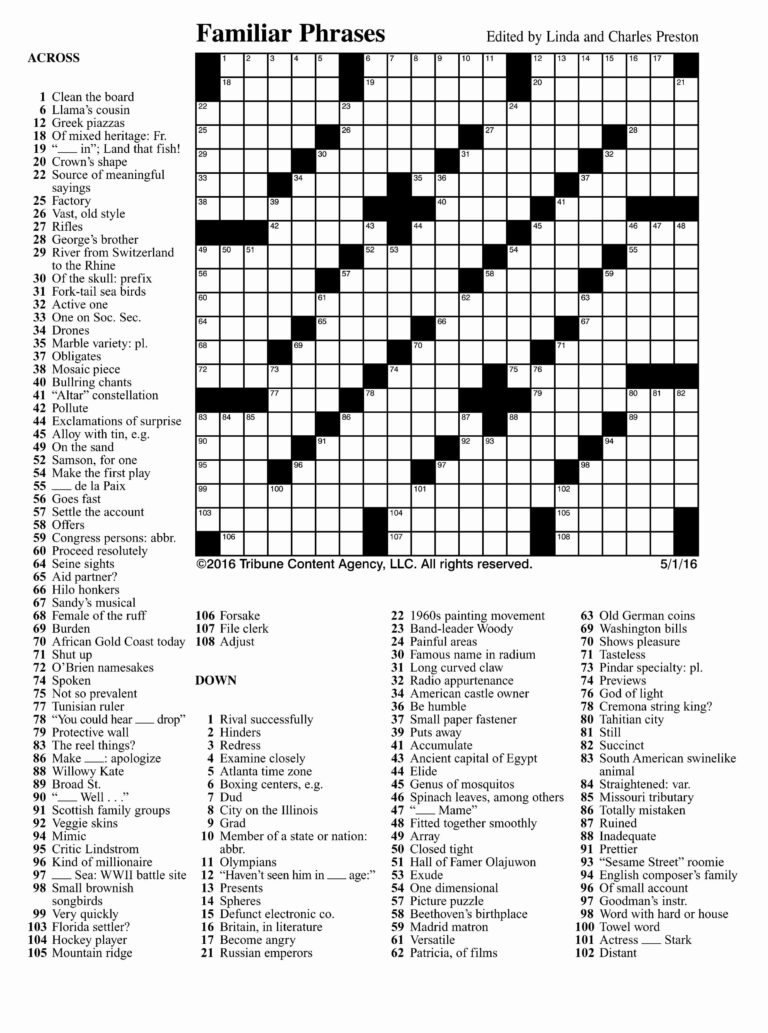 Printable Puzzles For Adults Printable Crossword Puzzles Printable ...